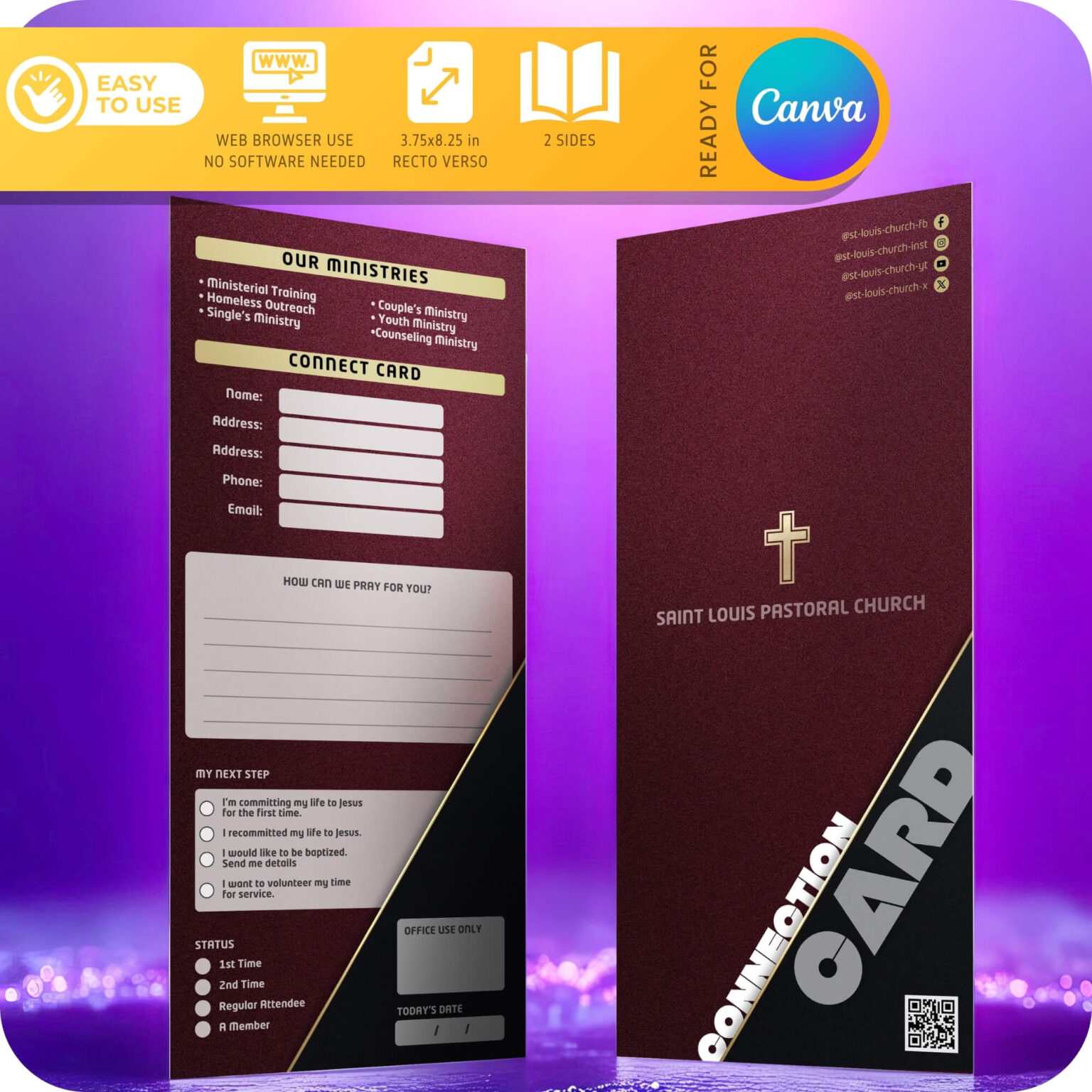 Church Connect Card Template Online | Ready for Canva