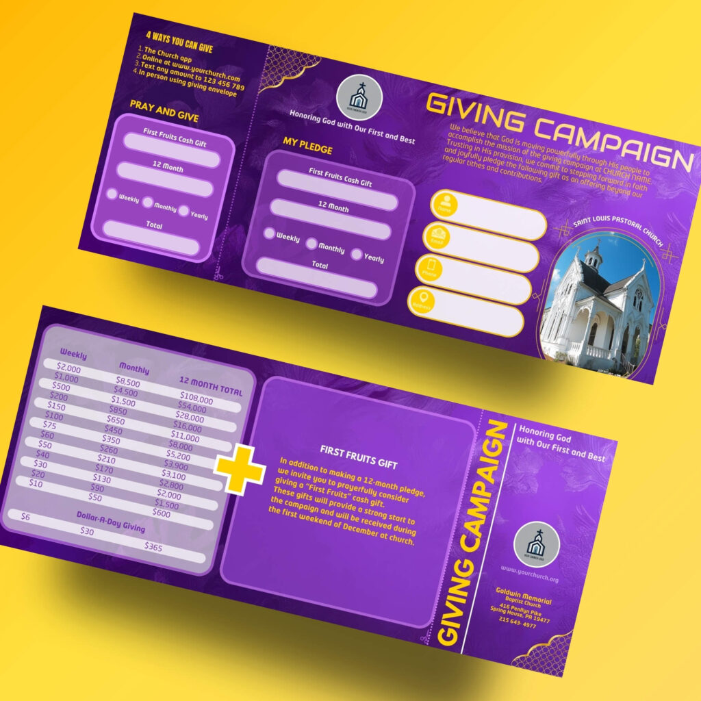 Church Giving Campaign Card Template Online | Ready for Canva